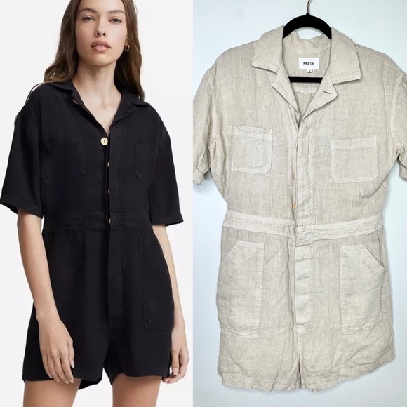 MATE the Label | Pants & Jumpsuits | Mate The Label Linen Shirt Romper ...